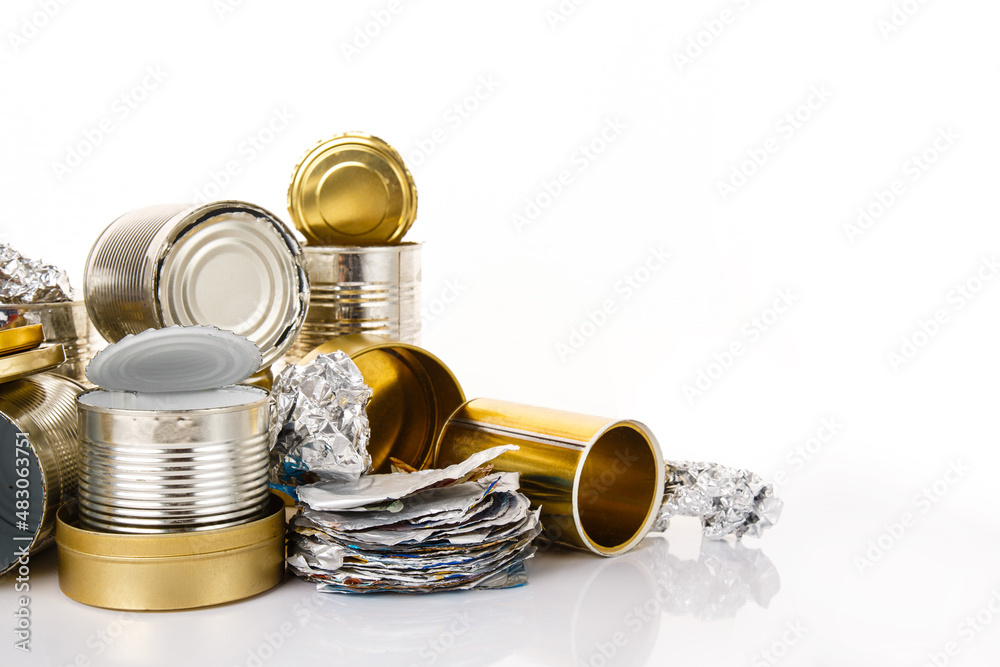 Pile of Separate collected metal garbage. Iron stuff for recycle on ...