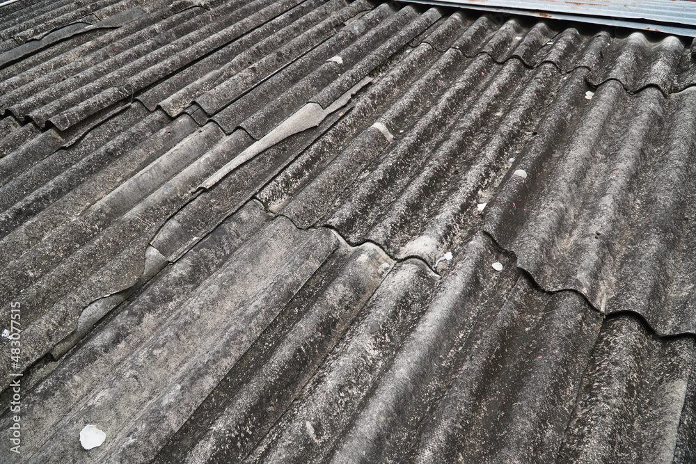 Dangerous asbestos, eternit as building material for roof and wall ...