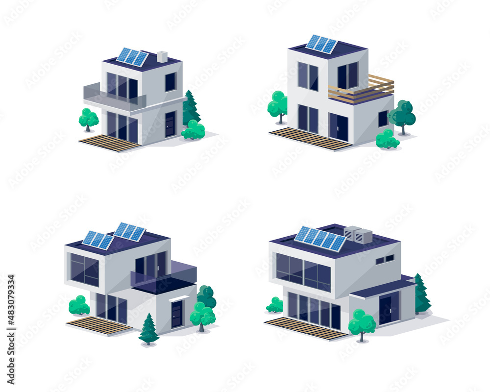 New modern family house building icon in 3d dimetric isometric view ...