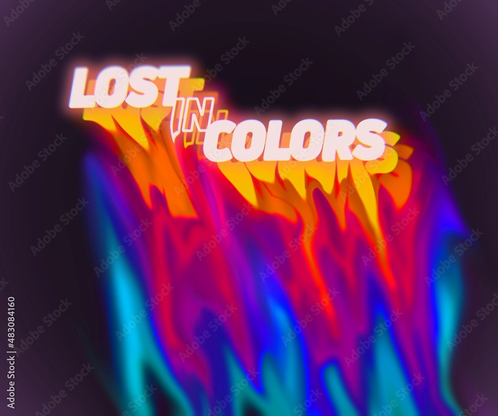 Lost in colors Abstract concept colorful illustration in the 80s and ...