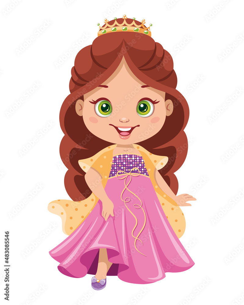 Little princess Cinderella. Cartoon vector illustration for kids Stock ...