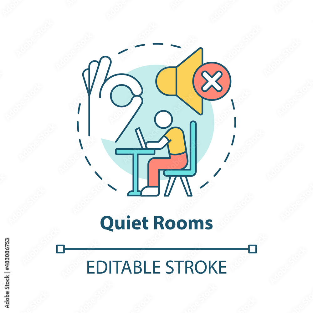 Quiet rooms concept icon. Inspiring work environment abstract idea thin ...