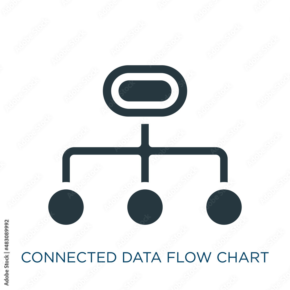 connected data flow chart vector icon. connected data flow chart, data ...