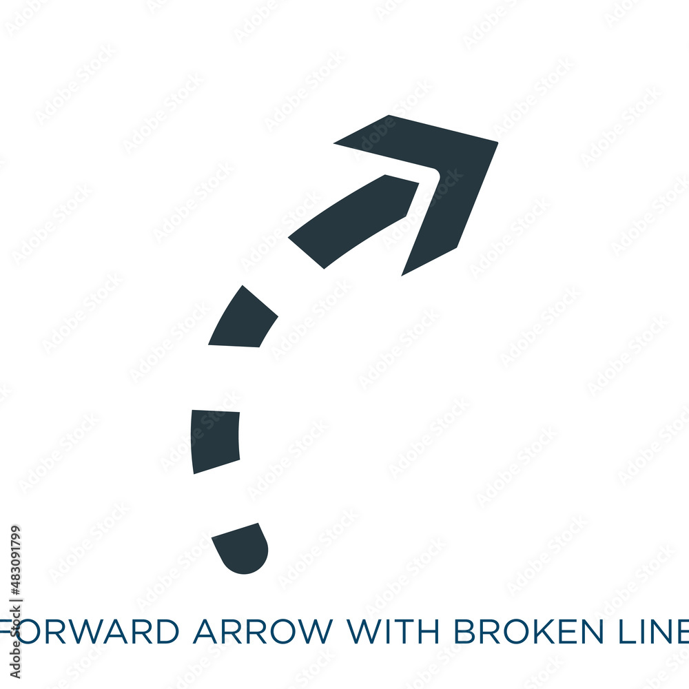 forward arrow with broken line vector icon. forward arrow with broken ...