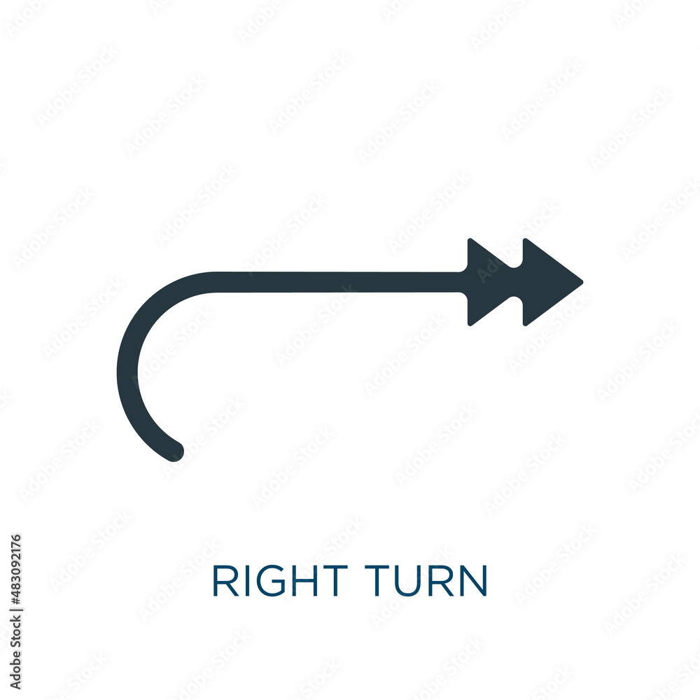 right turn vector icon. right turn, right, arrow filled icons from ...
