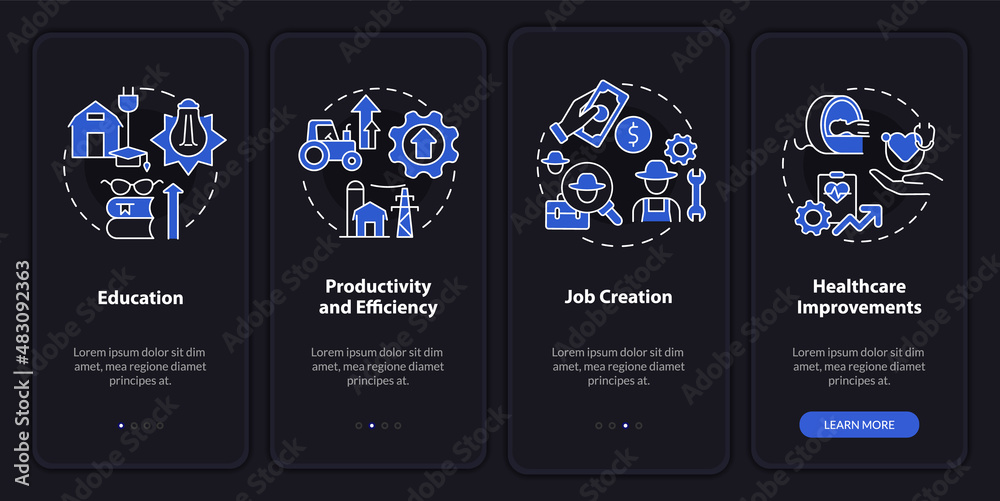 RE economic benefits night modeonboarding mobile app screen ...