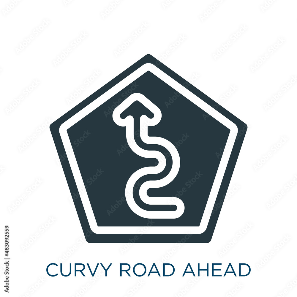 curvy road ahead vector icon. curvy road ahead, curve, ahead filled ...