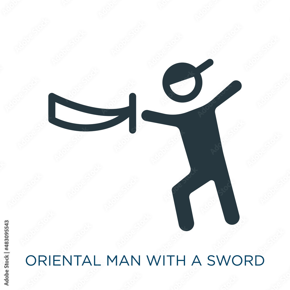 oriental man with a sword vector icon. oriental man with a sword ...