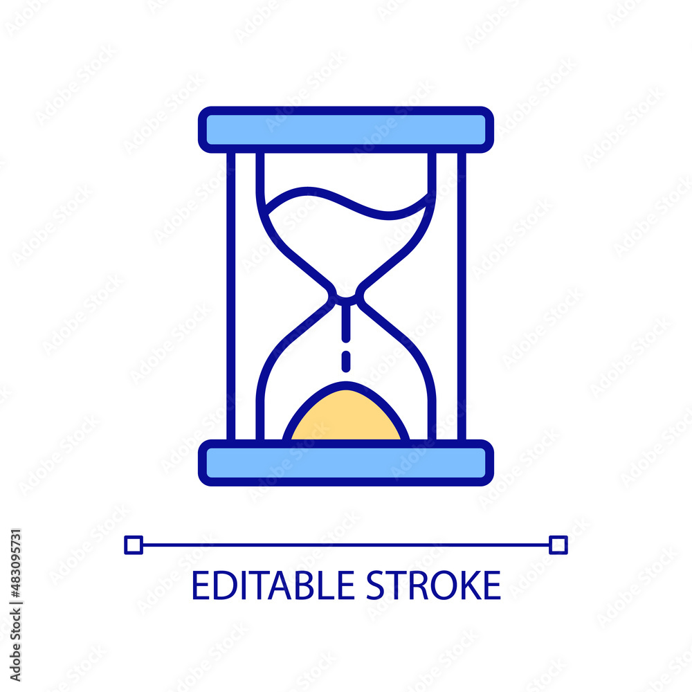 Sandglass RGB color icon. Old fashioned timepiece. Measuring time passage. Hourglass device ...