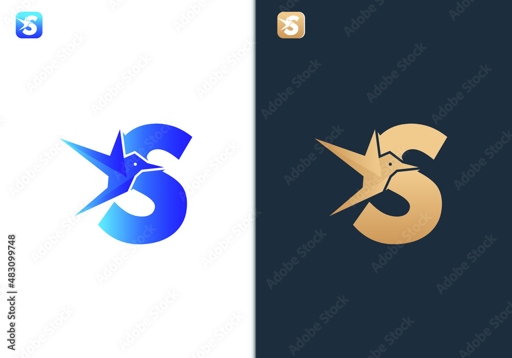 Letter S Bird Logo Design Template for Travel, tour, freedom and peace ...
