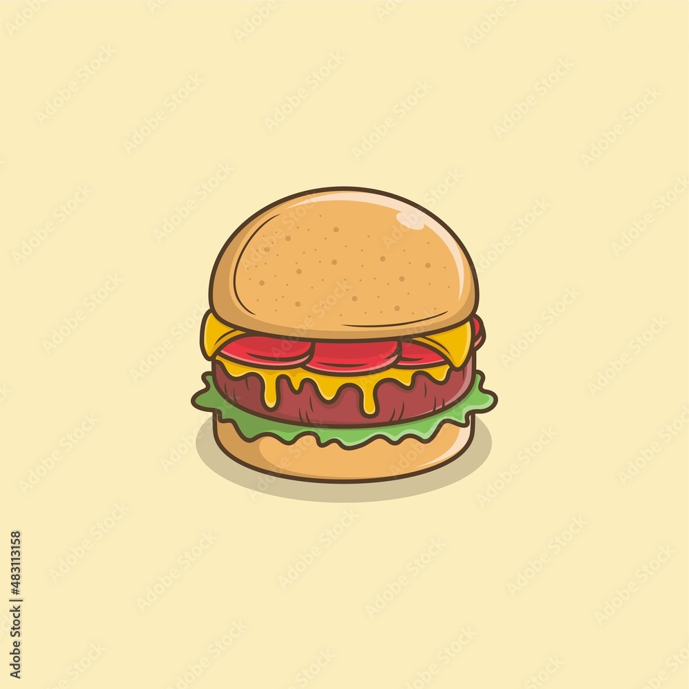 cute cartoon cheeseburger. vector illustration for mascot logo or ...