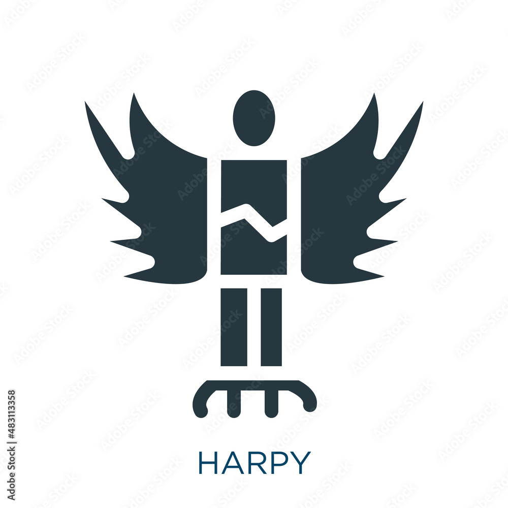 harpy vector icon. harpy, cartoon, bird filled icons from black flat ...