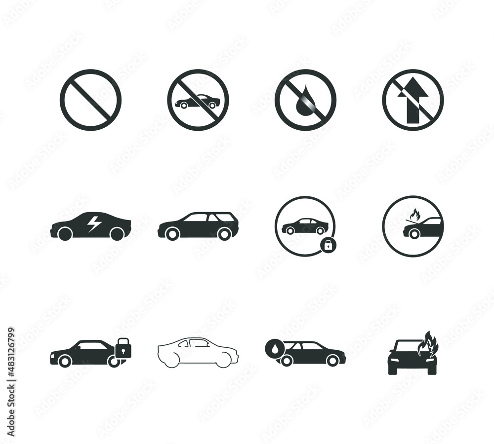 Circle Prohibited No car parking traffic sign. Vector illustration ...