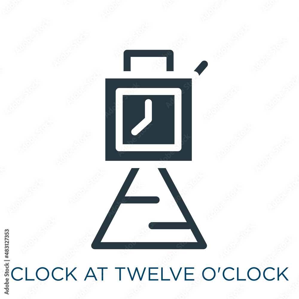 clock at twelve o'clock vector icon. clock at twelve o'clock, clock ...
