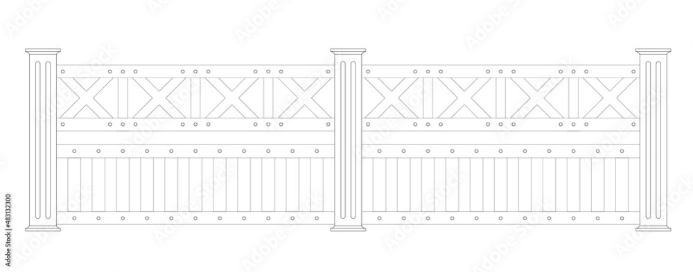 2 section of 2D decorative fencing drawing. Created using the CAD ...