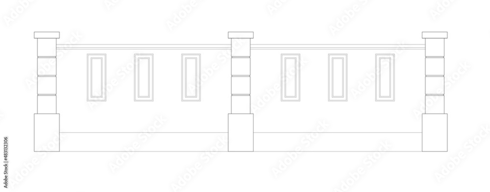 2 section of 2D decorative fencing drawing. Created using the CAD ...