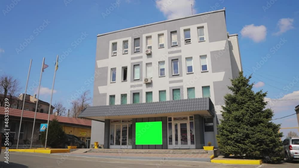 An office building with a green screen area for inserting your ...