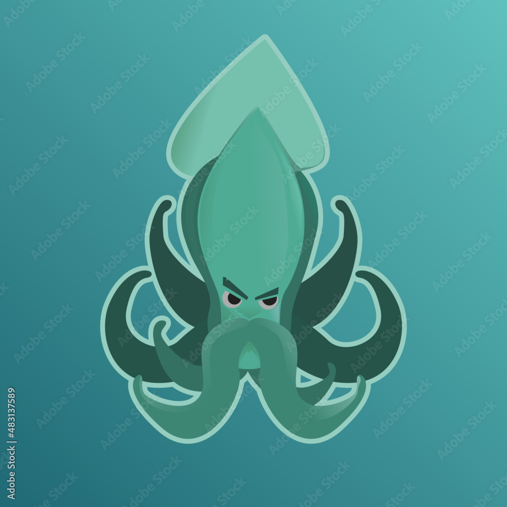 Cool squid mascot character design with mustache for e-sport logo and ...