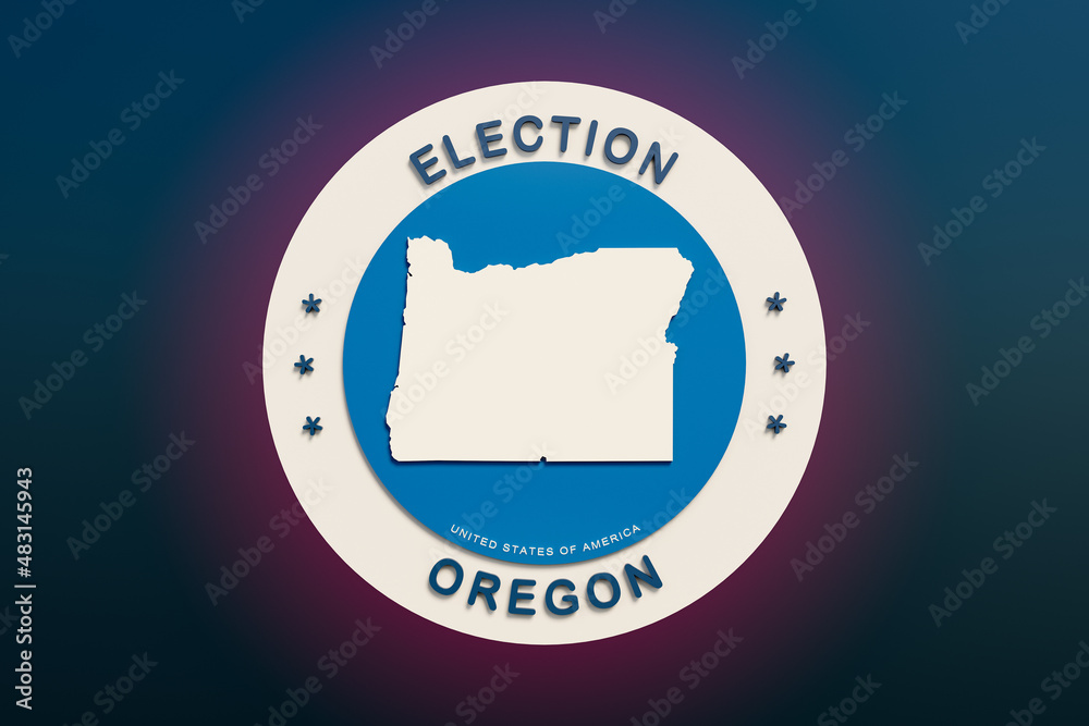 US state Oregon election sign with the white map of Oregon in the ...