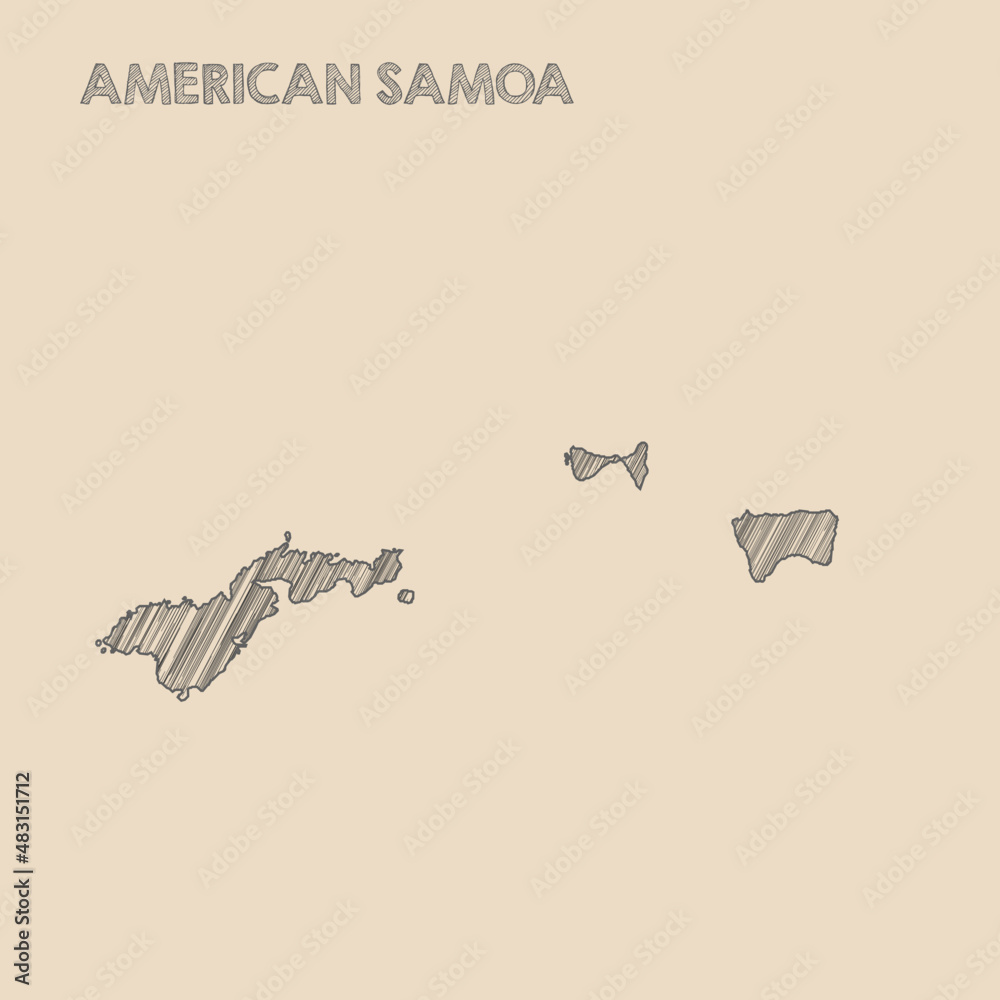 American Samoa map hand drawn Sketch background vector, American Samoa ...