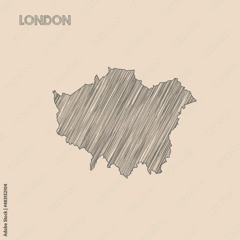 London MAP hand drawn Sketch background vector, London freehand Sketch ...