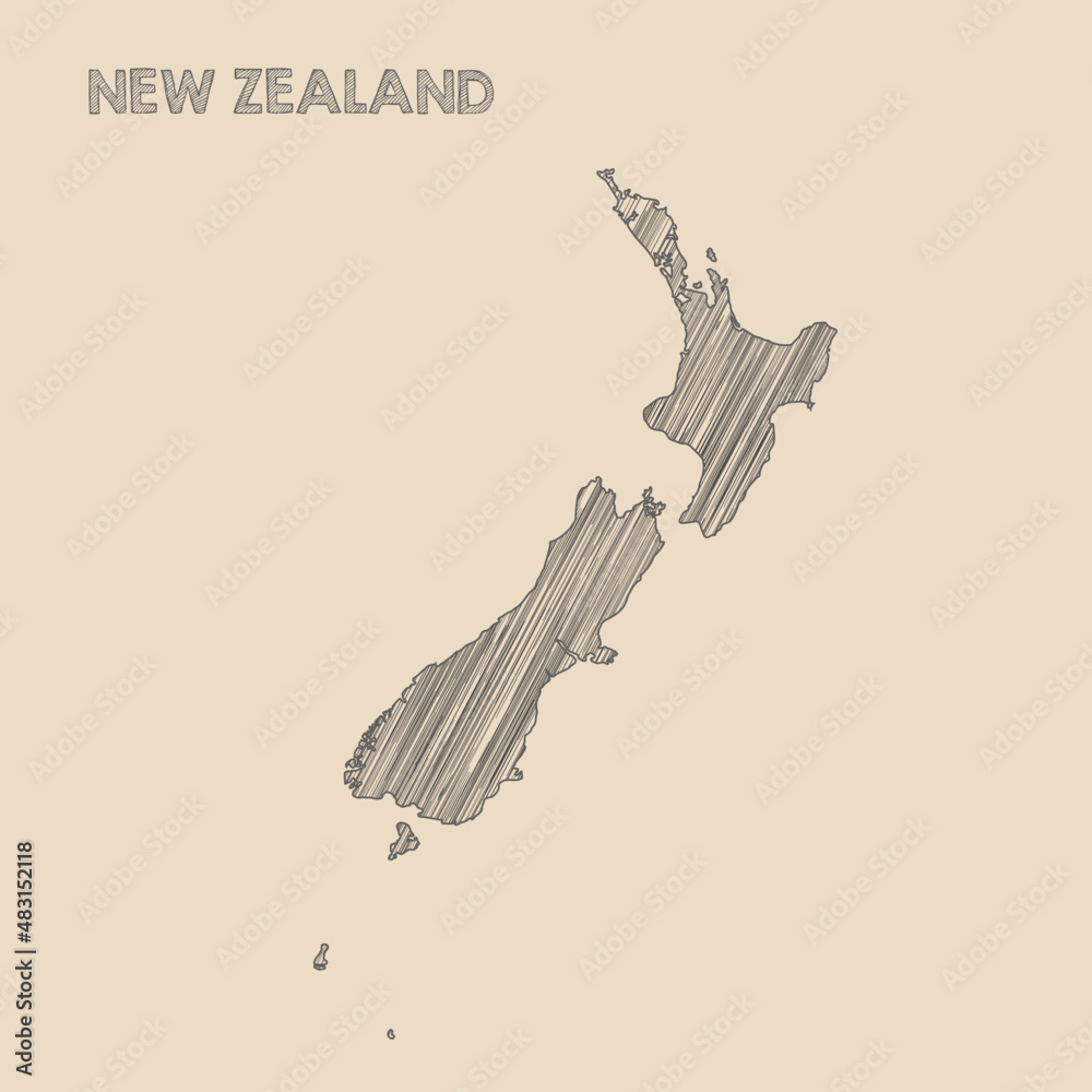 New Zealand hand drawn Sketch background vector, New Zealand freehand ...
