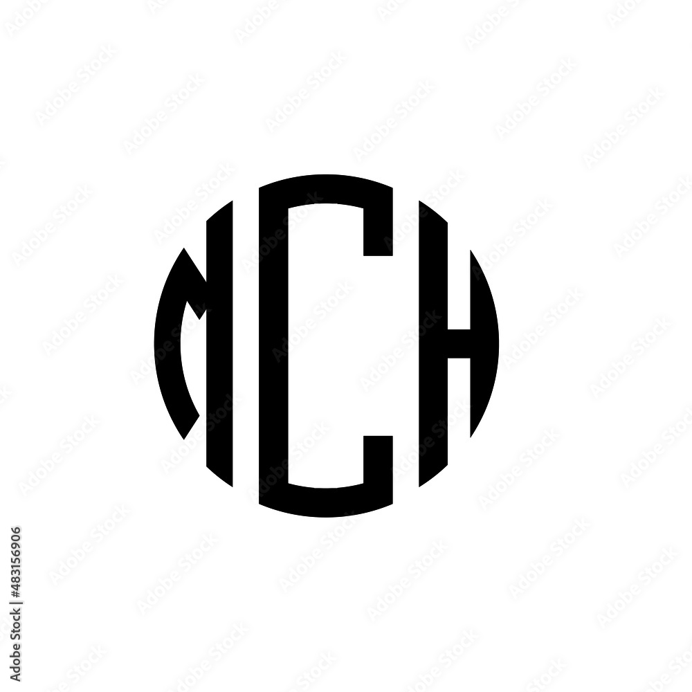 MCH letter logo design. MCH modern letter logo with black background ...