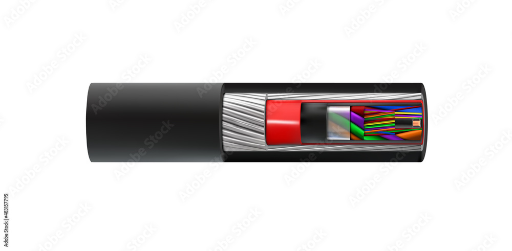 Longitudinal section of the cable on a white background. Vector ...