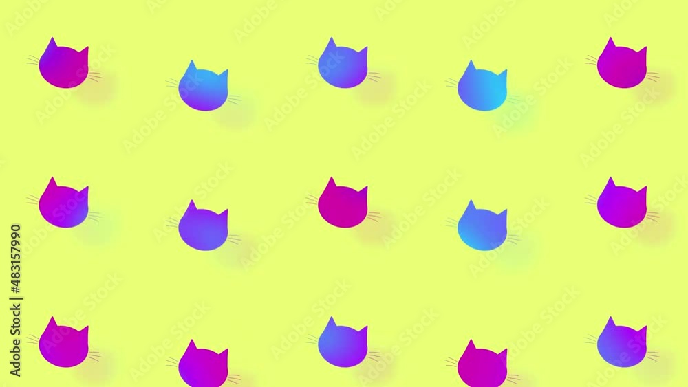 Cats heads pattern in vibrant gradient holographic neon colors. Concept ...