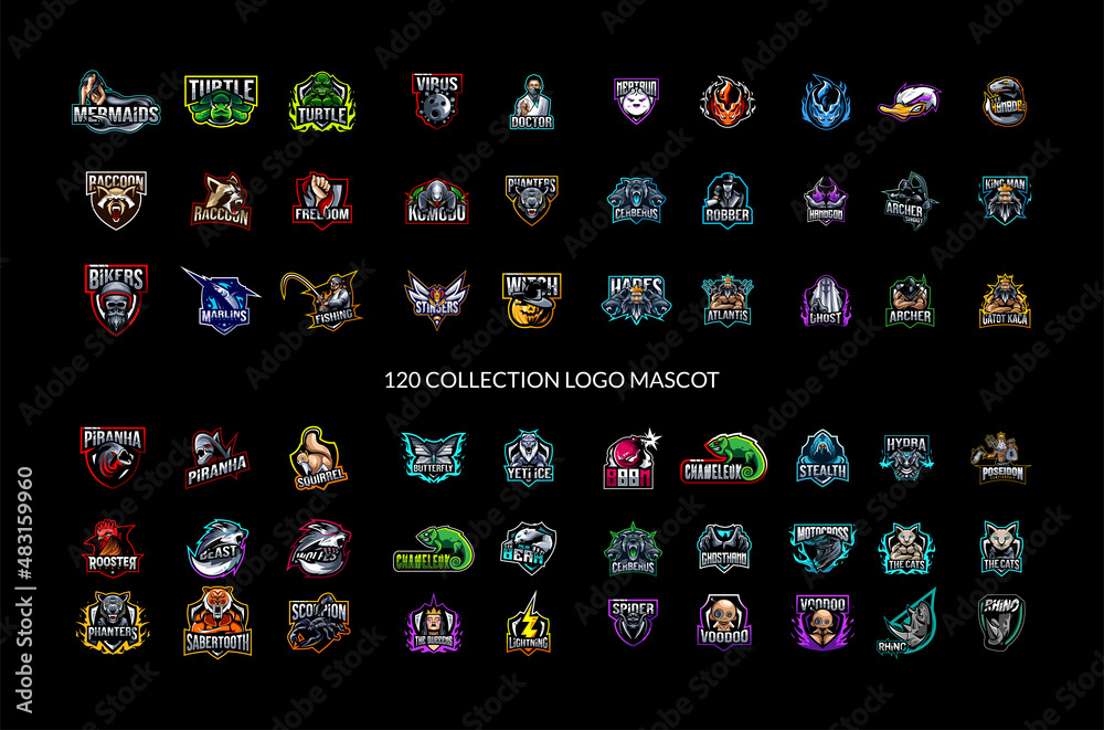 Mega logo mascot collection design Stock Vector | Adobe Stock