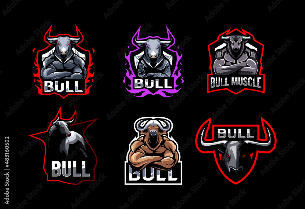 Bull logo mascot collection design Stock Vector | Adobe Stock