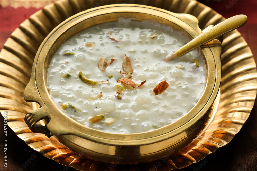 Sabudana Kheer thick pudding with tapioca pearls sago dessert from ...