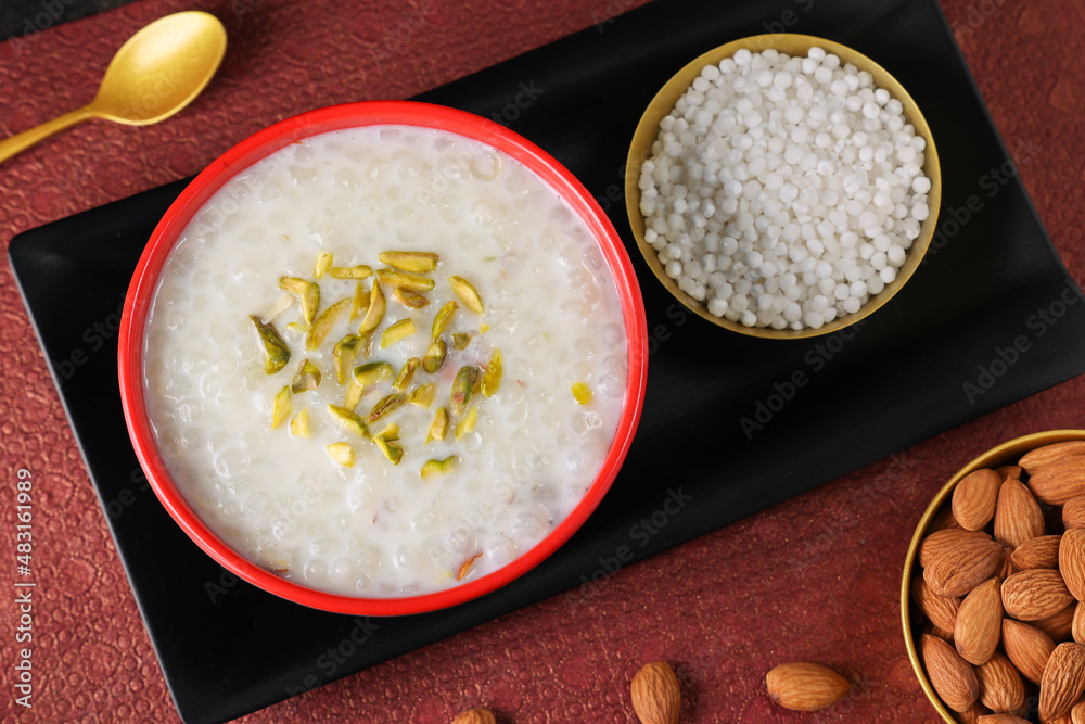 Sabudana Kheer thick pudding with tapioca pearls sago dessert from ...