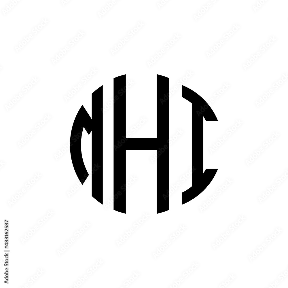 MHI letter logo design. MHI modern letter logo with black background ...