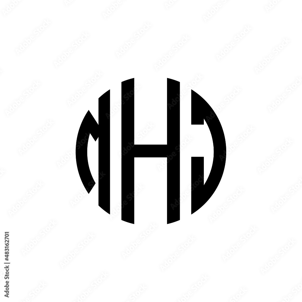 MHJ letter logo design. MHJ modern letter logo with black background ...