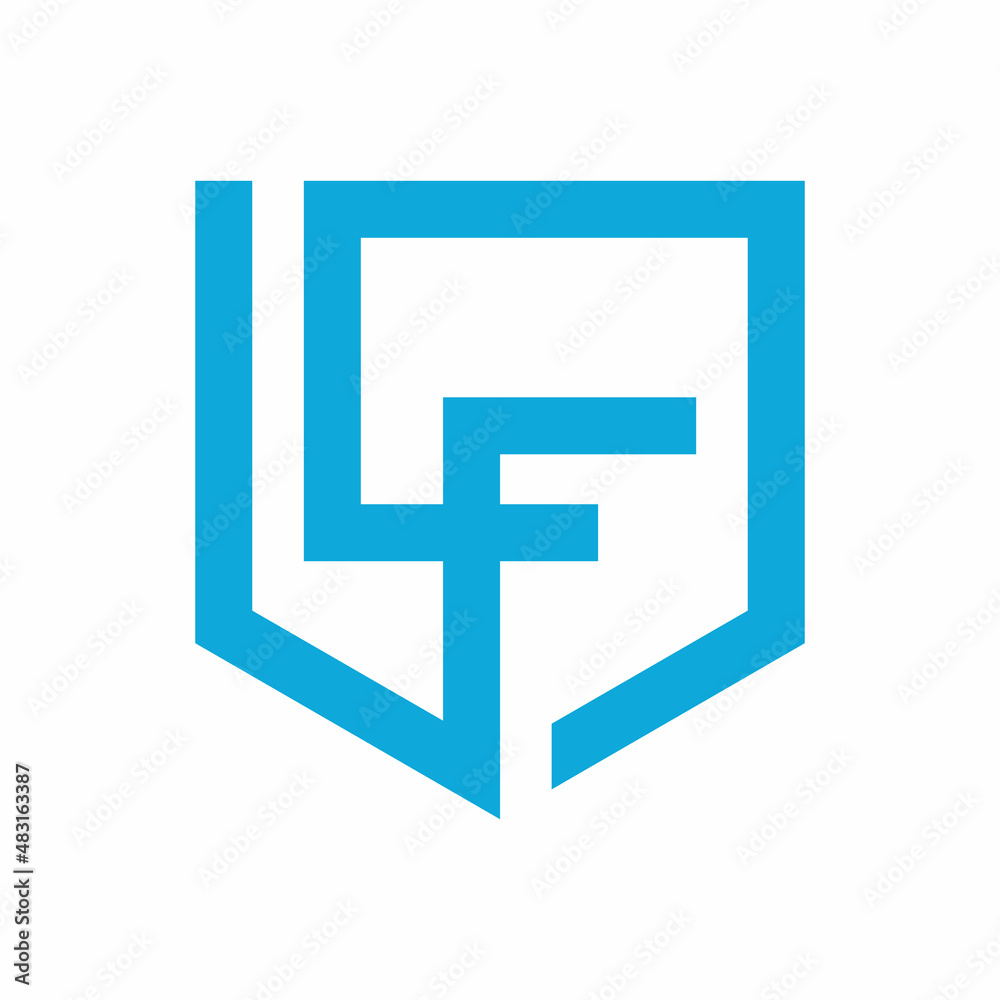 Initial letters LF shield shape blue monogram logo Stock Vector | Adobe ...