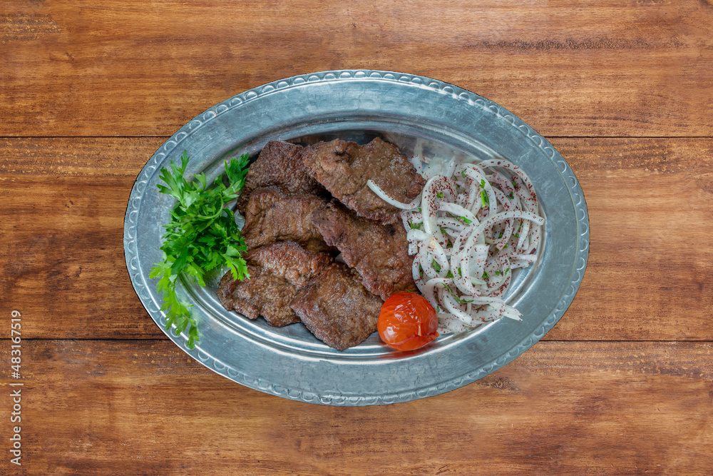 Turkish Leaf Liver Yaprak Ciğer. Traditional Turkish Liver kebab ...