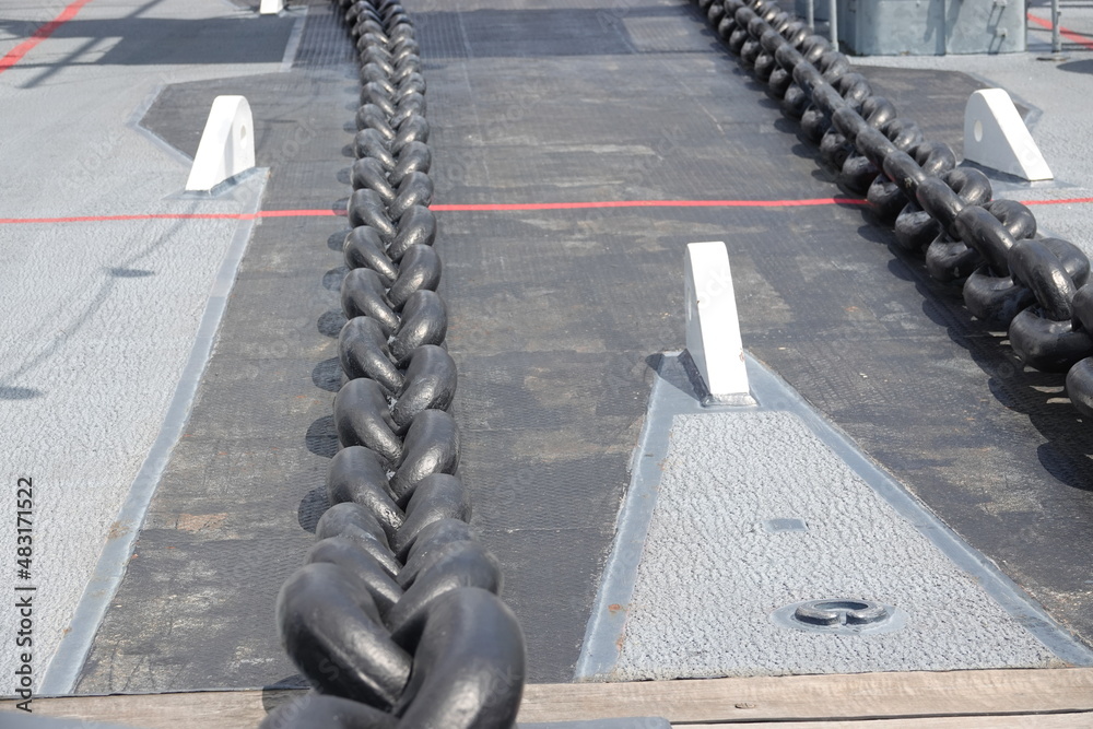 anchor chain of a navy destroyer Stock Photo | Adobe Stock