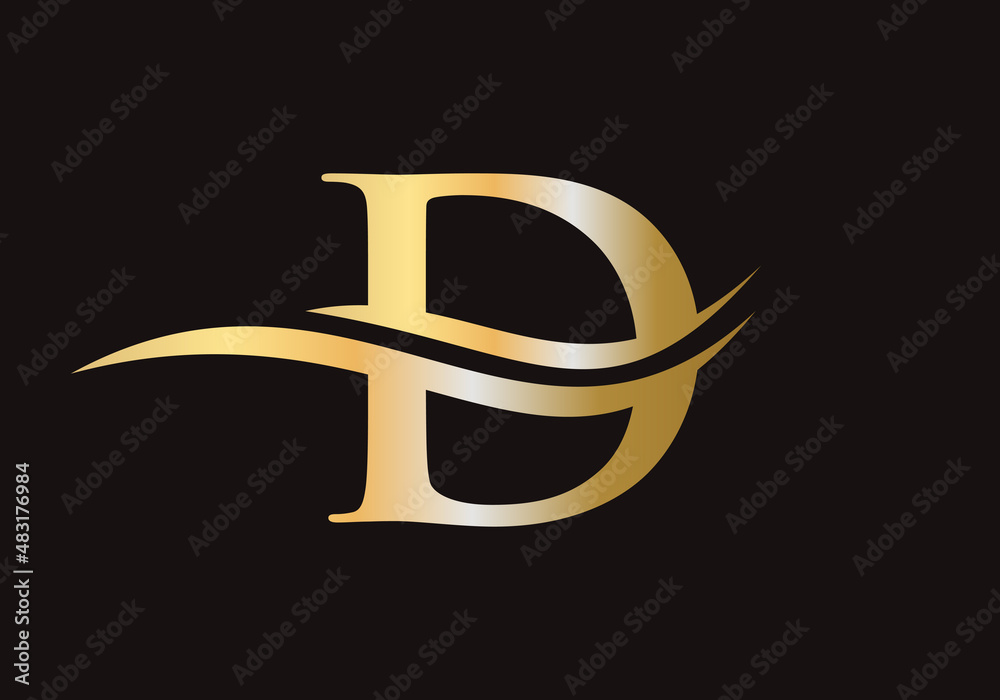 Letter D Logo Sign Design With Water Wave Concept. D Logo Design Vector ...