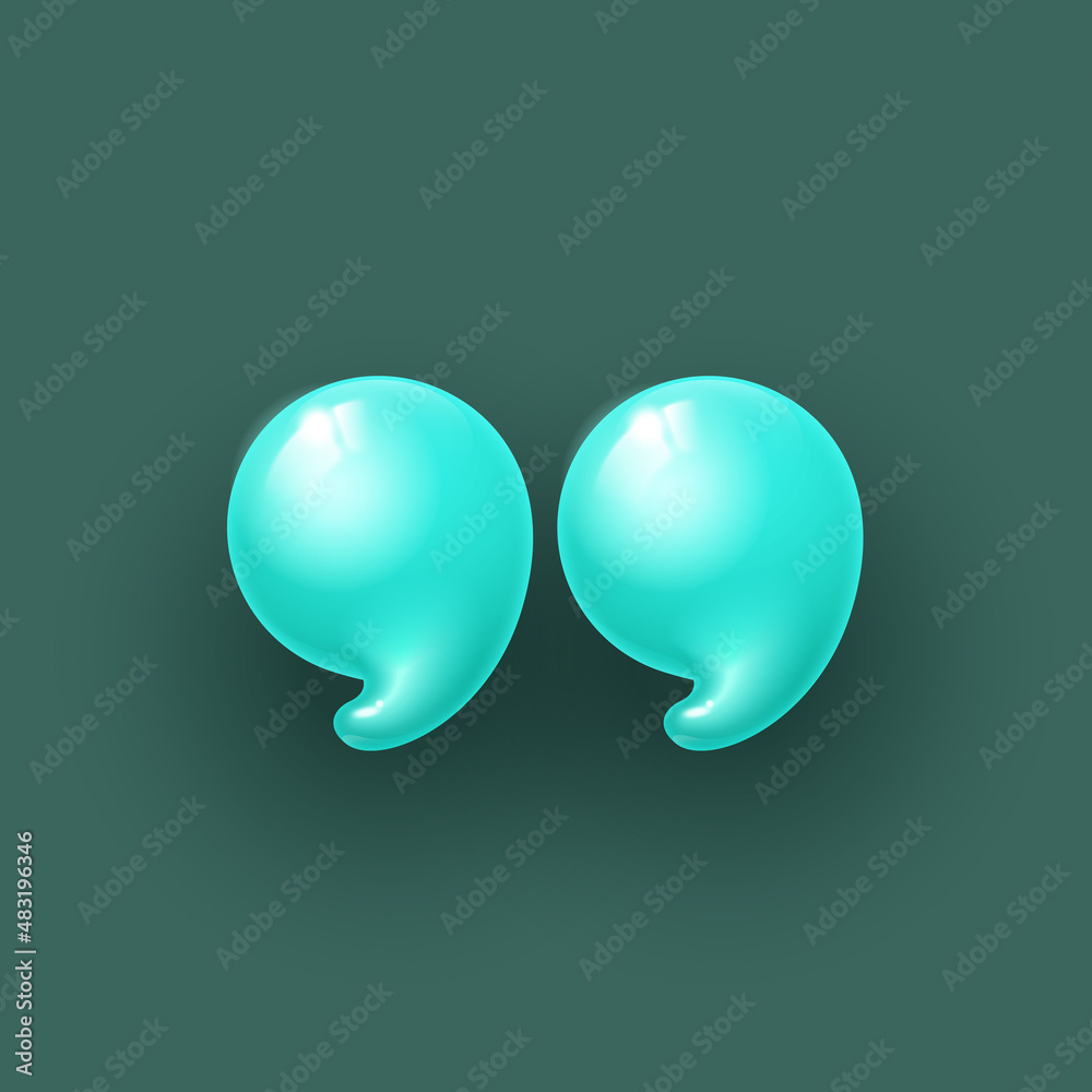 3d quote realistic render design in cute cartoon style volumetric icons ...