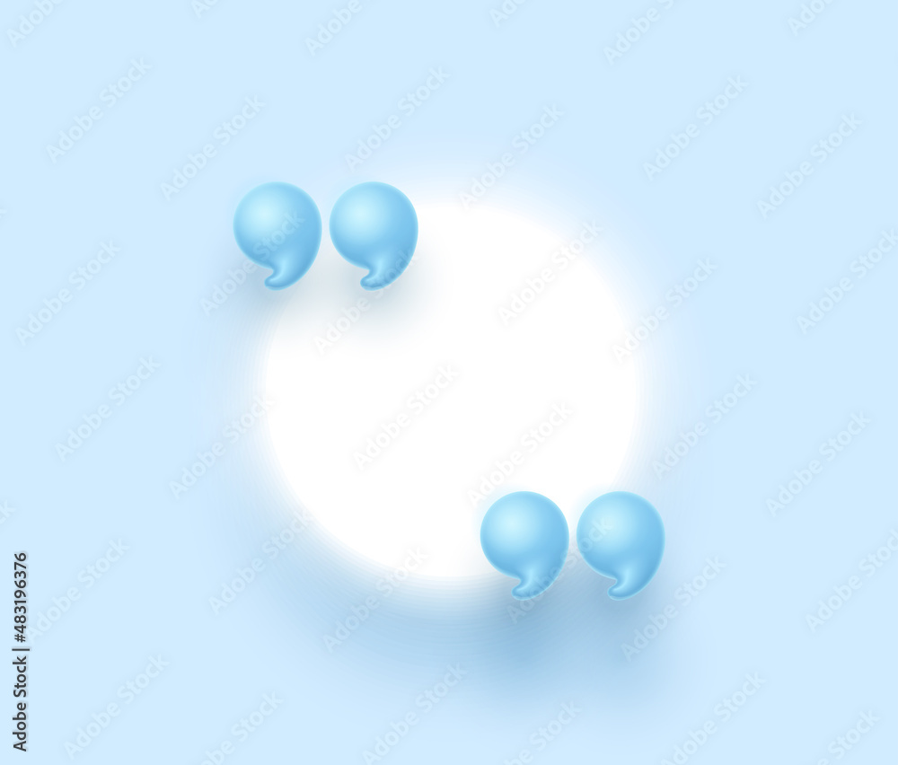 3d quote realistic render design in cute cartoon style volumetric icons ...