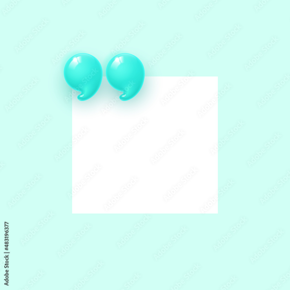 3d quote realistic render design in cute cartoon style volumetric icons ...