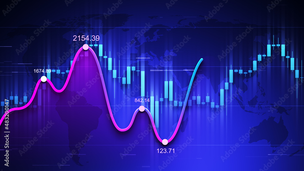 Stock market chart illustration background. Sales and profit statistics ...