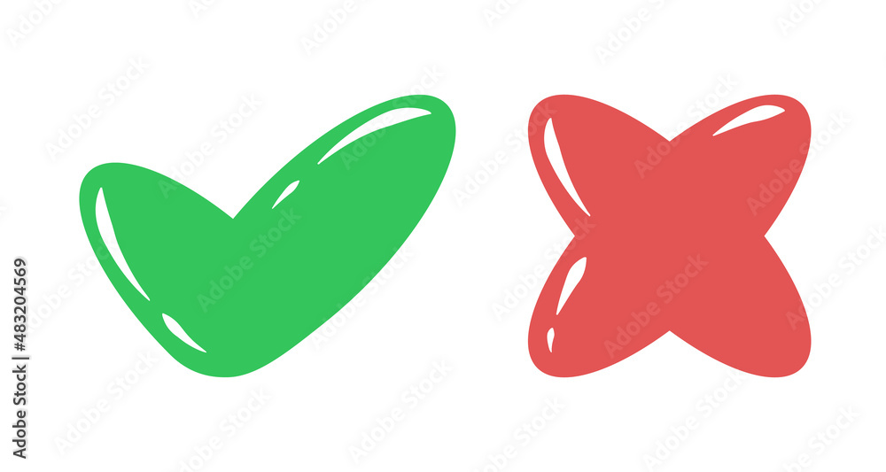 Do and Don't icons. Vector elements with highlights. Green check mark ...