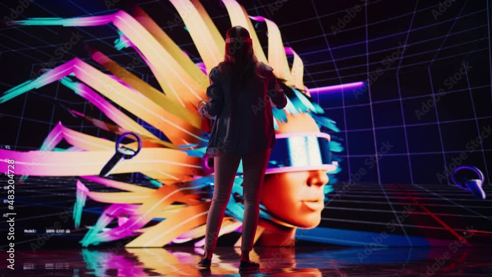 Digital Artist Using VR Software to Create a 3D Piece of Art: Designing ...