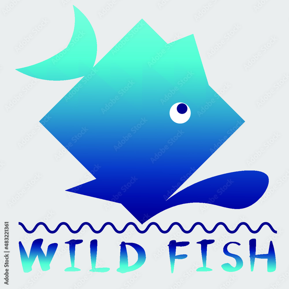 abstract minimal fish logo made of square and triangles Stock Vector ...