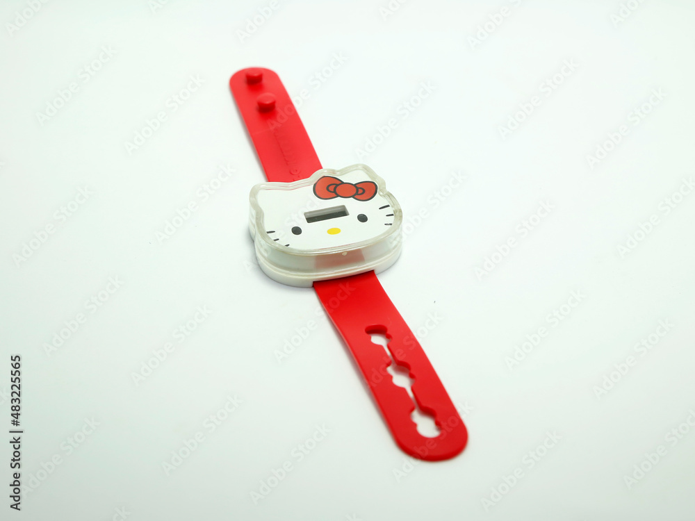 Hello Kitty wrist watch. Clock in the shape of Hello Kitty's head ...