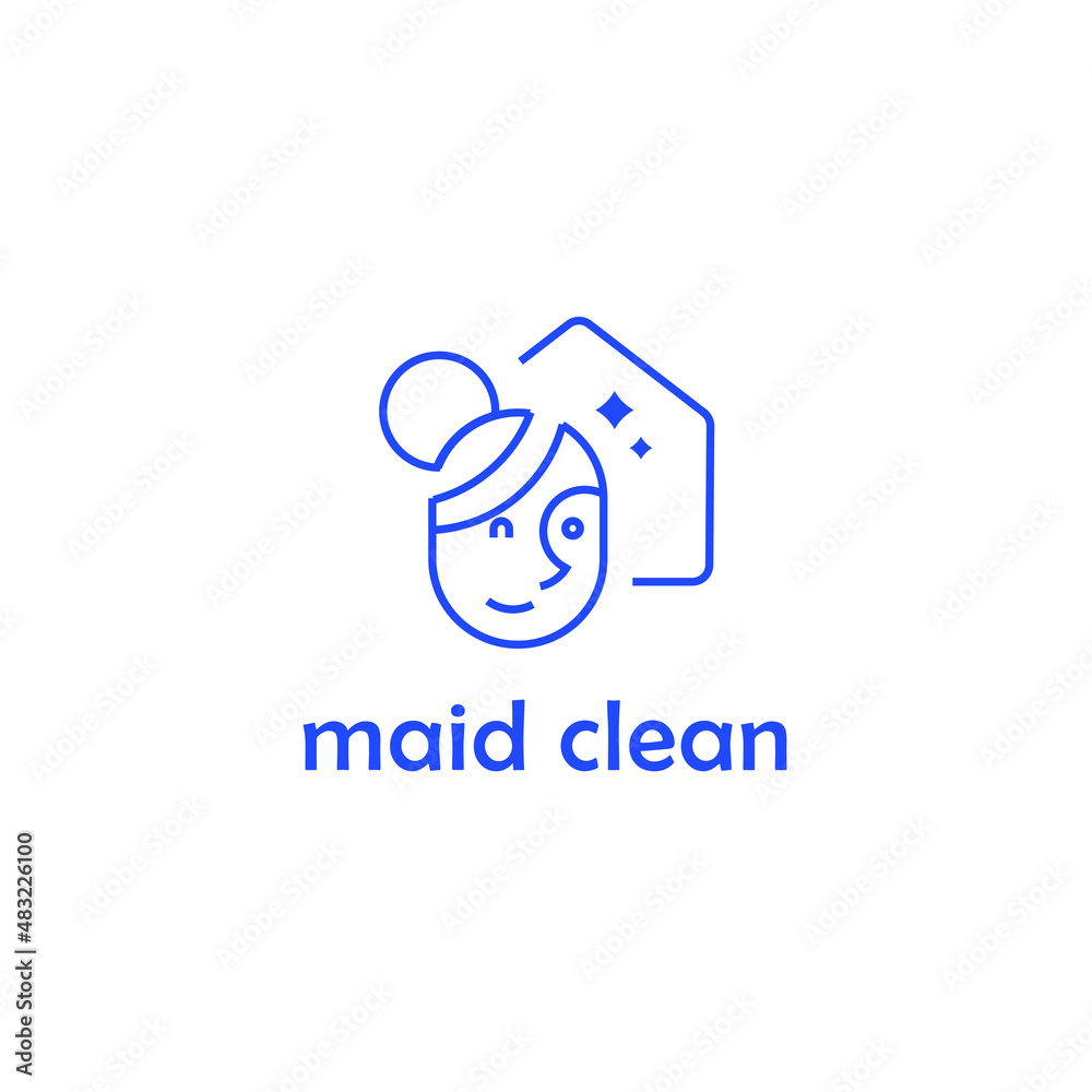 Clean service house maid vector logo design Stock Vector | Adobe Stock
