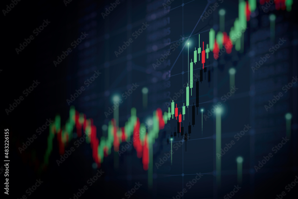 Financial graph with up trend line candlestick chart in stock market on ...