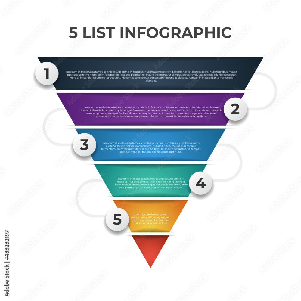 Reverse Pyramid Infographic Element Template With 5 List Options reverse-pyramid-infographic-element-template-with-5-list-options